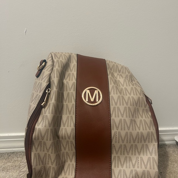 marco | Bags | Marco Brown And Tan Backpack With Monogram Design | Poshmark